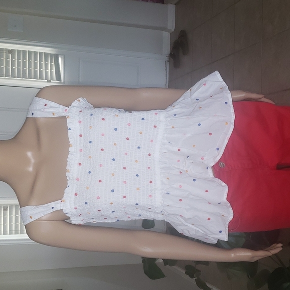 LOFT | Tops | Loft L Smocked Crop Top Peplum Hem Array Of Embroidered ...